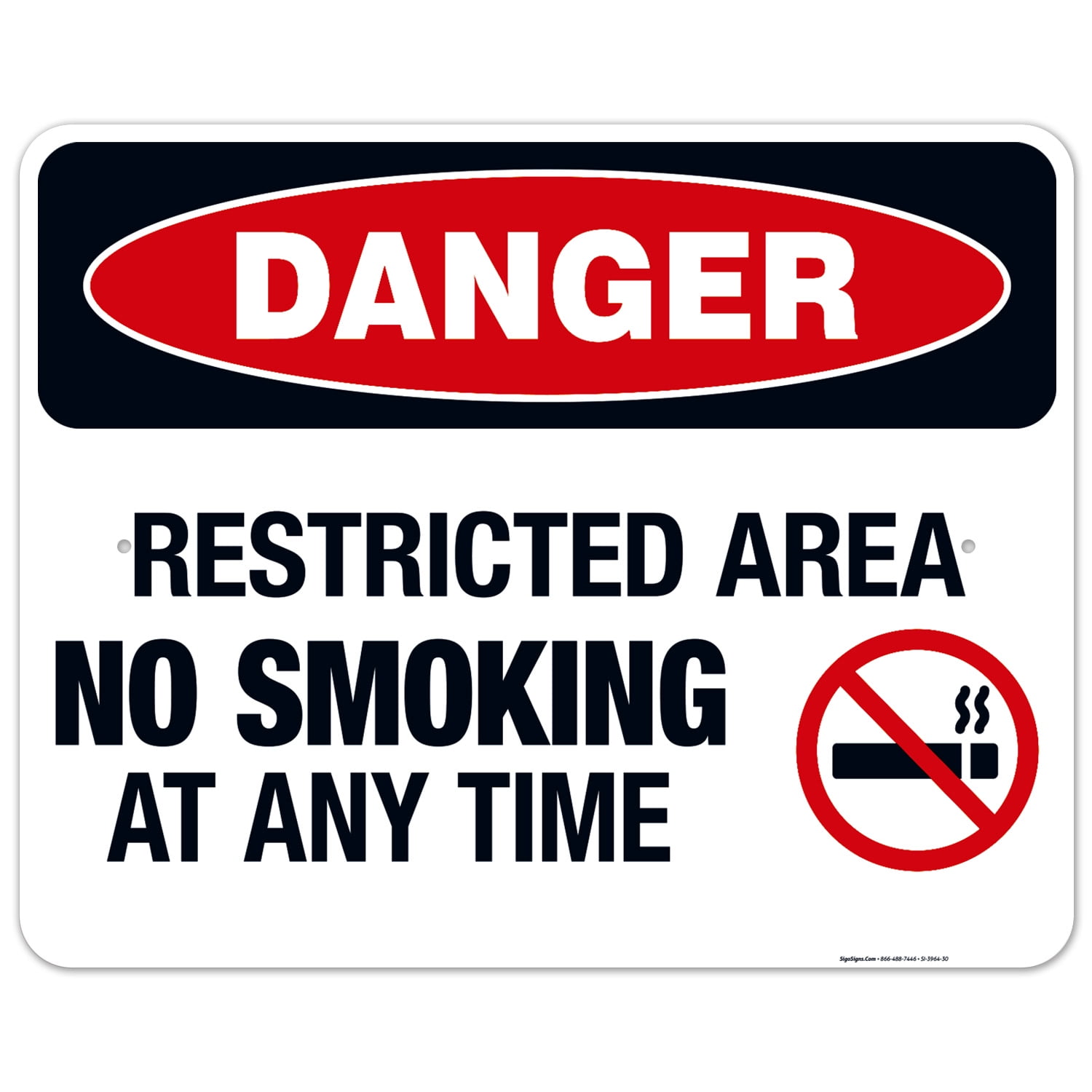Danger Restricted Area No Smoking At Any Time Sign, OSHA Danger Sign ...