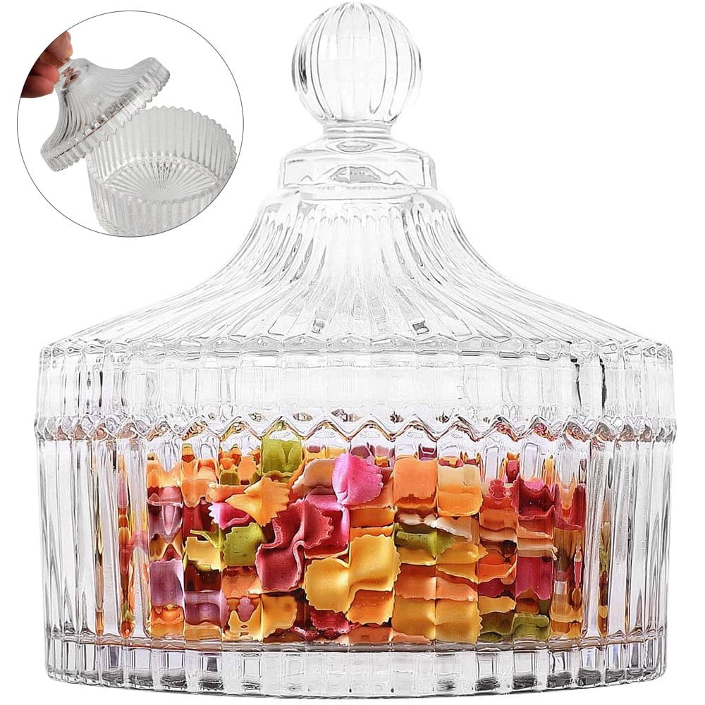Saim 300ml/10oz Glass Candy Dish with Lid, Crystal Covered Candy Jar ...