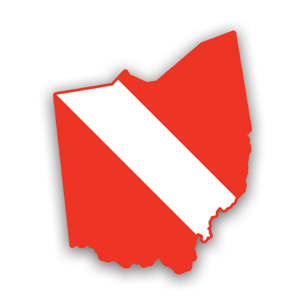 Ohio State Shaped Diver Down Flag Sticker Decal - Self Adhesive Vinyl - Weatherproof - Made in ...