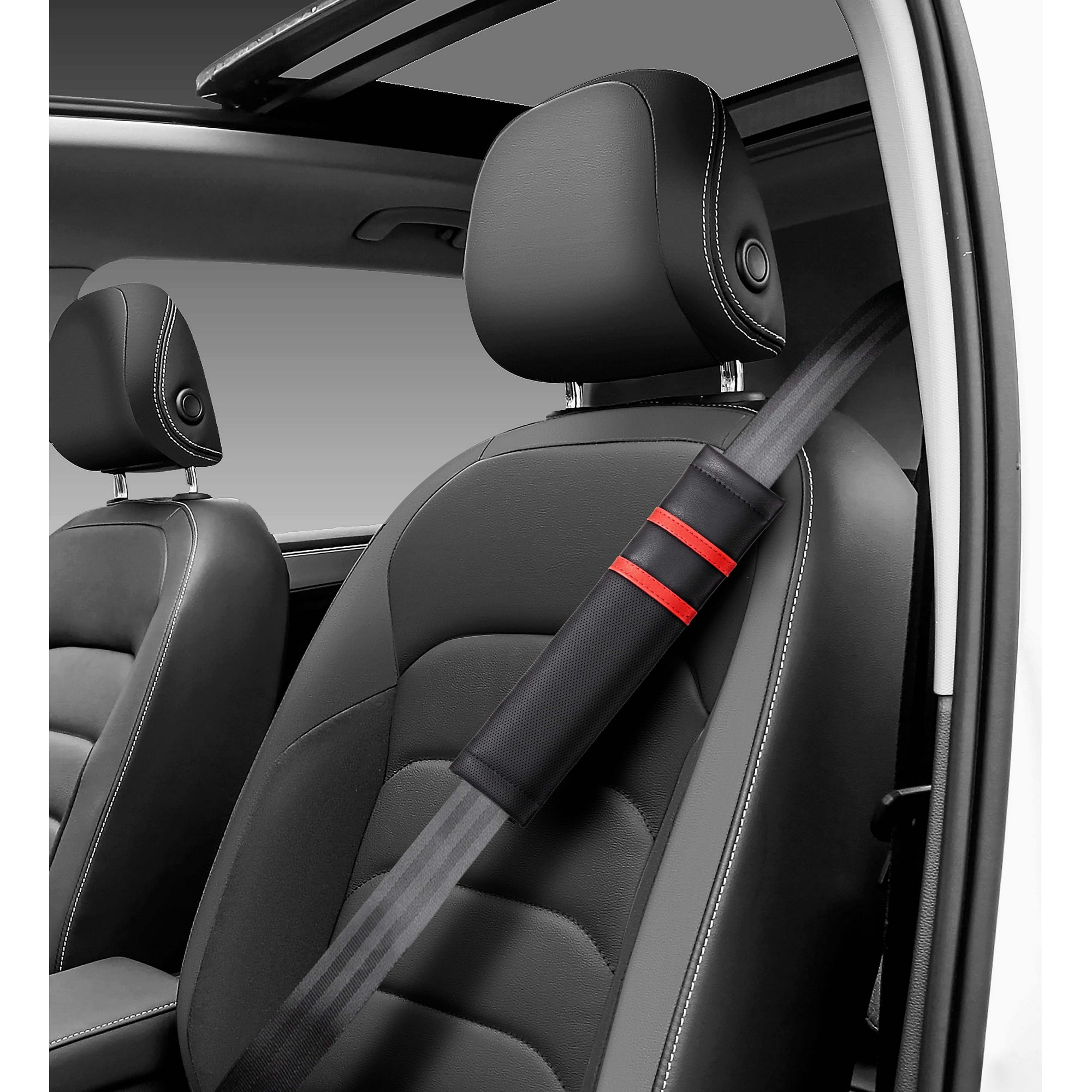 Click here for Auto Drive Red Sporty Leather Seat Belt Pads 2-Pie... prices