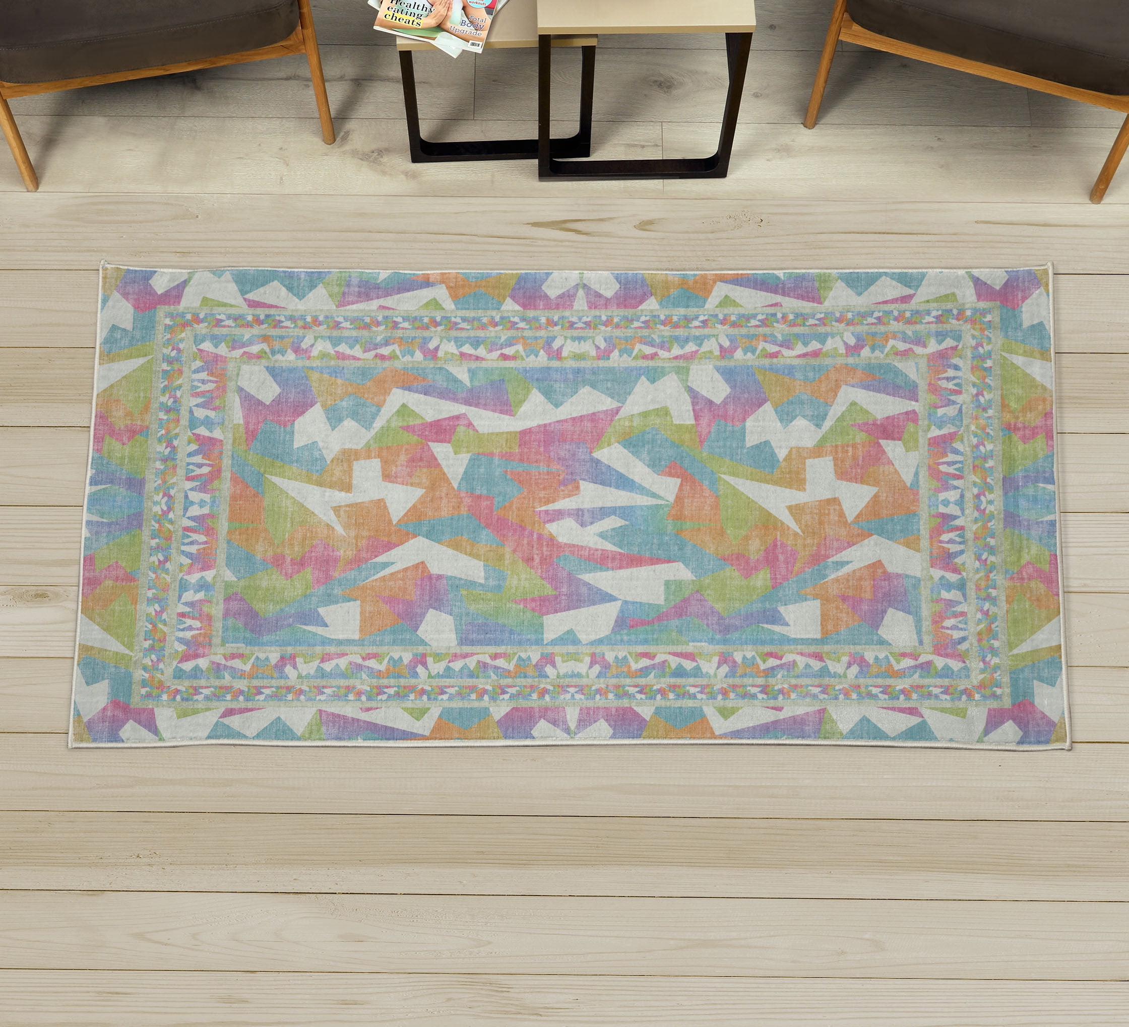 Colorful Decorative Rug, Modern Themed Pattern of Abstract Forms ...
