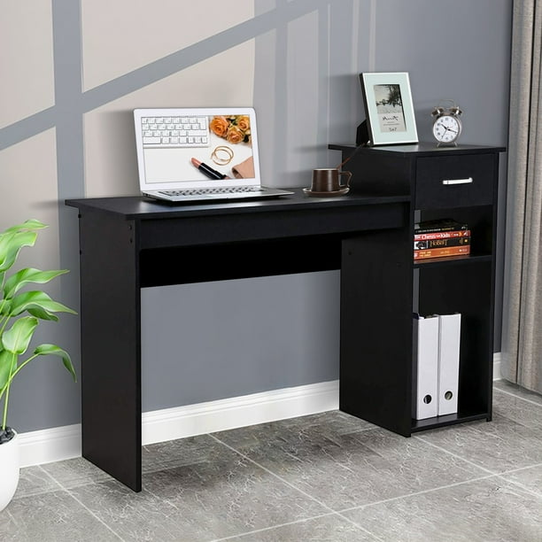 Compact Computer Desk With Drawers And Shelves For Small Space Office ...