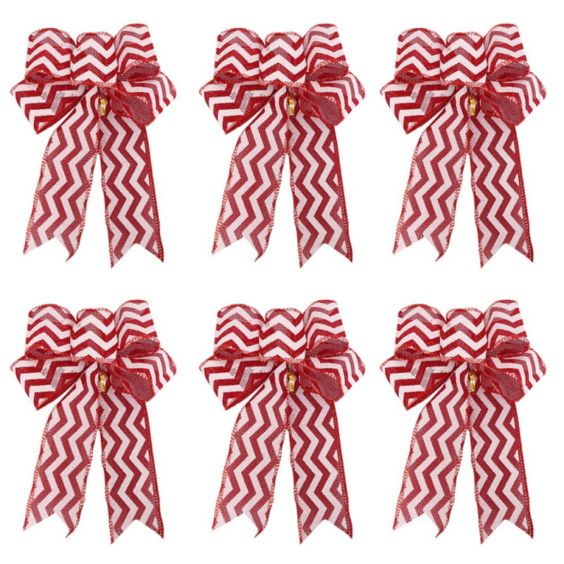 6 Pack set Glitter Christmas Wreaths Bows Xmas Tree Decoration Bows PVC ...