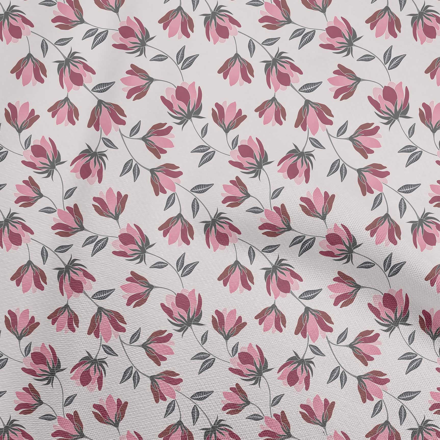 oneOone Georgette Viscose Pink Fabric Floral Sewing Material Print ...