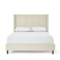GDF Studio Aubrey Velvet Wingback Bed, Ivory + Queen - Walmart.com
