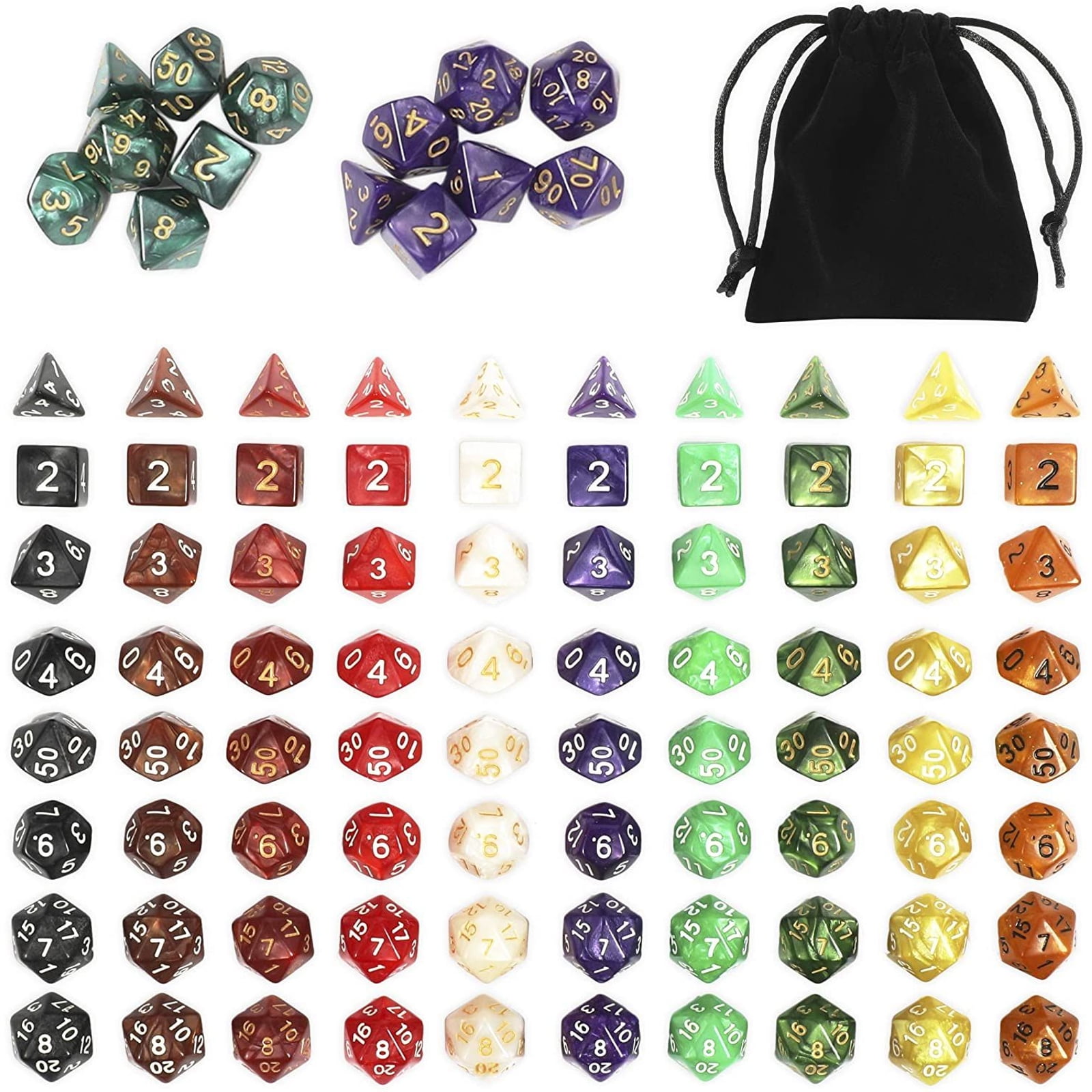 Produits présentés Service d'expédition gratuit Oblivion Poly 7 DICE RPG Set Vert Noir ...