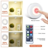 Elfeland Wireless LED Puck Lights, 16 Colors, Dimmable with Remote ...