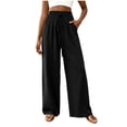 Asgosdo Pants for Women Drawstring High Waisted Straight Wide Leg ...