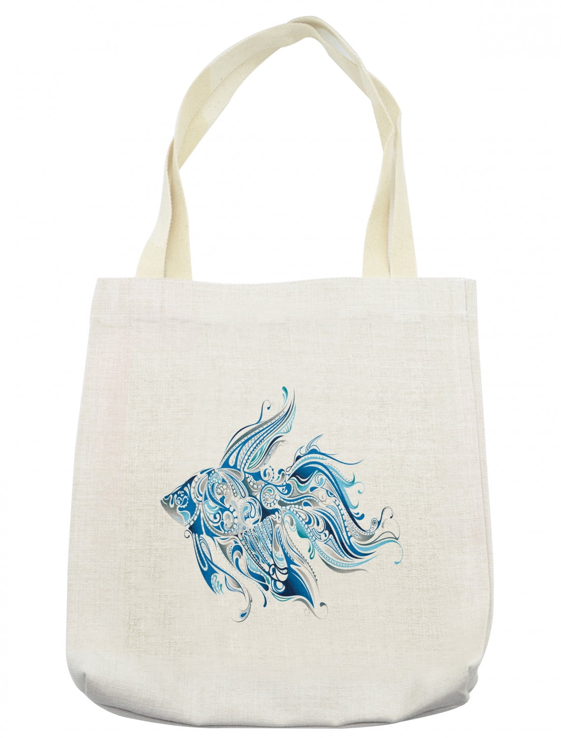 Fish Tote Bag, Abstract Betta Splenden in Shades of Bohemian Pattern ...