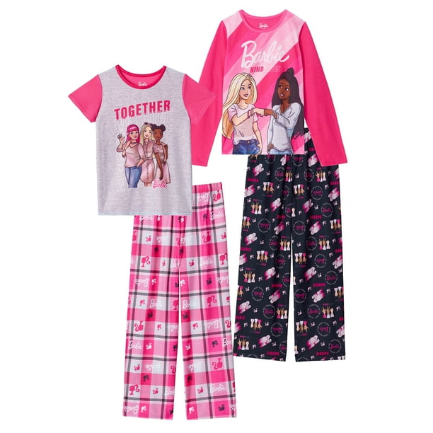 Barbie Barbie Girls Pajama Pants And Sleep Shirt Sets For Kids 4 Piece ...