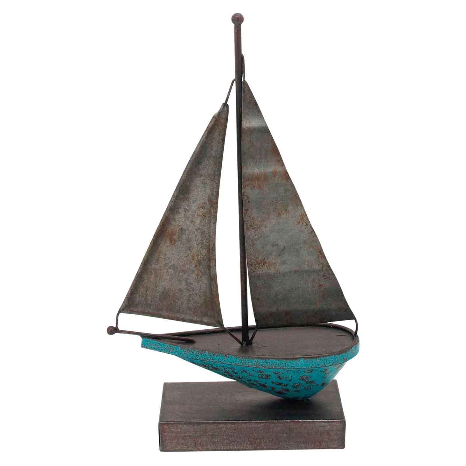 Sagebrook Home Teal Galvanized Metal Sailboat, 8.25", Rectangle, Iron ...