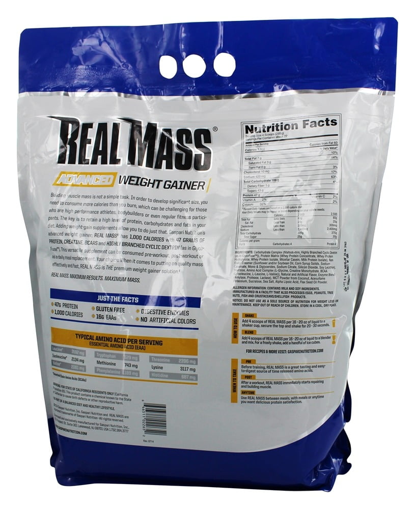 Buy Gaspari Nutrition - Real Mass Advanced Weight Gainer Vanilla ...