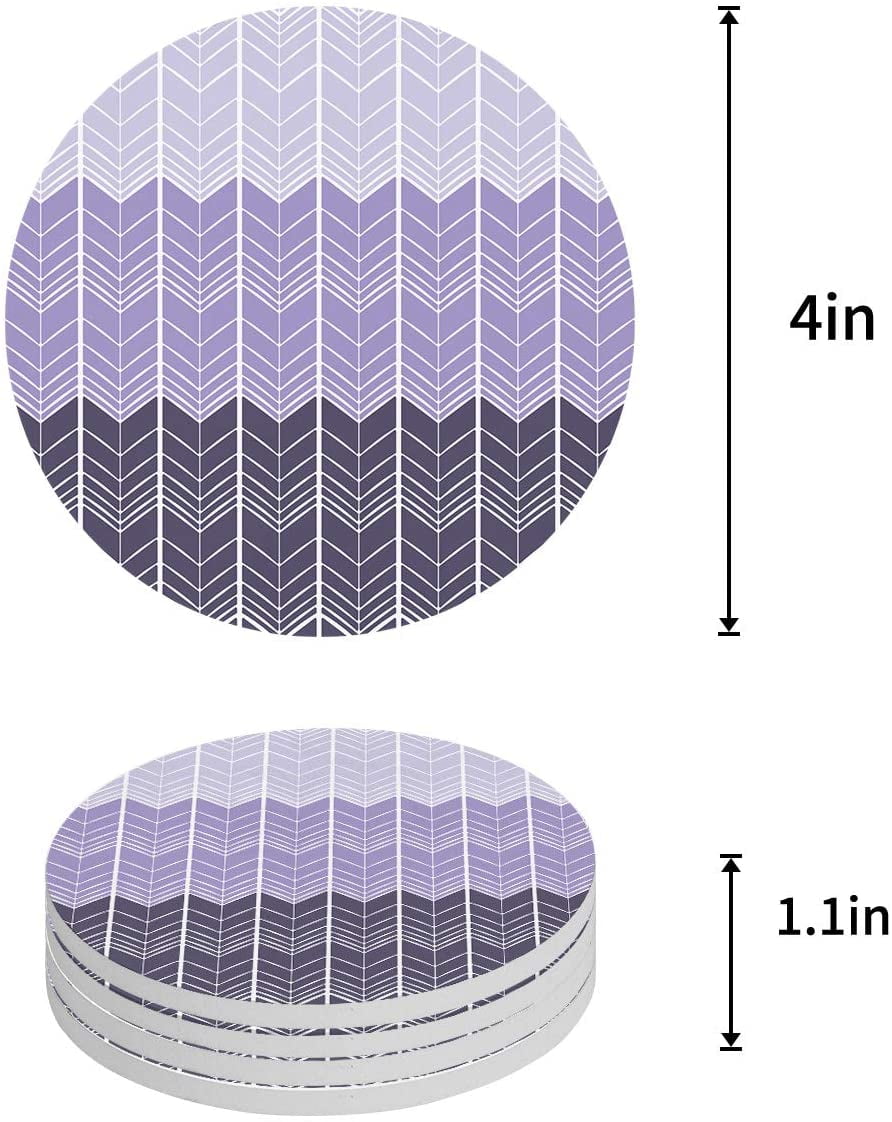 ZHANZZK Simple Geometric Figure Purple Gradient Set of 8 Round Coaster ...