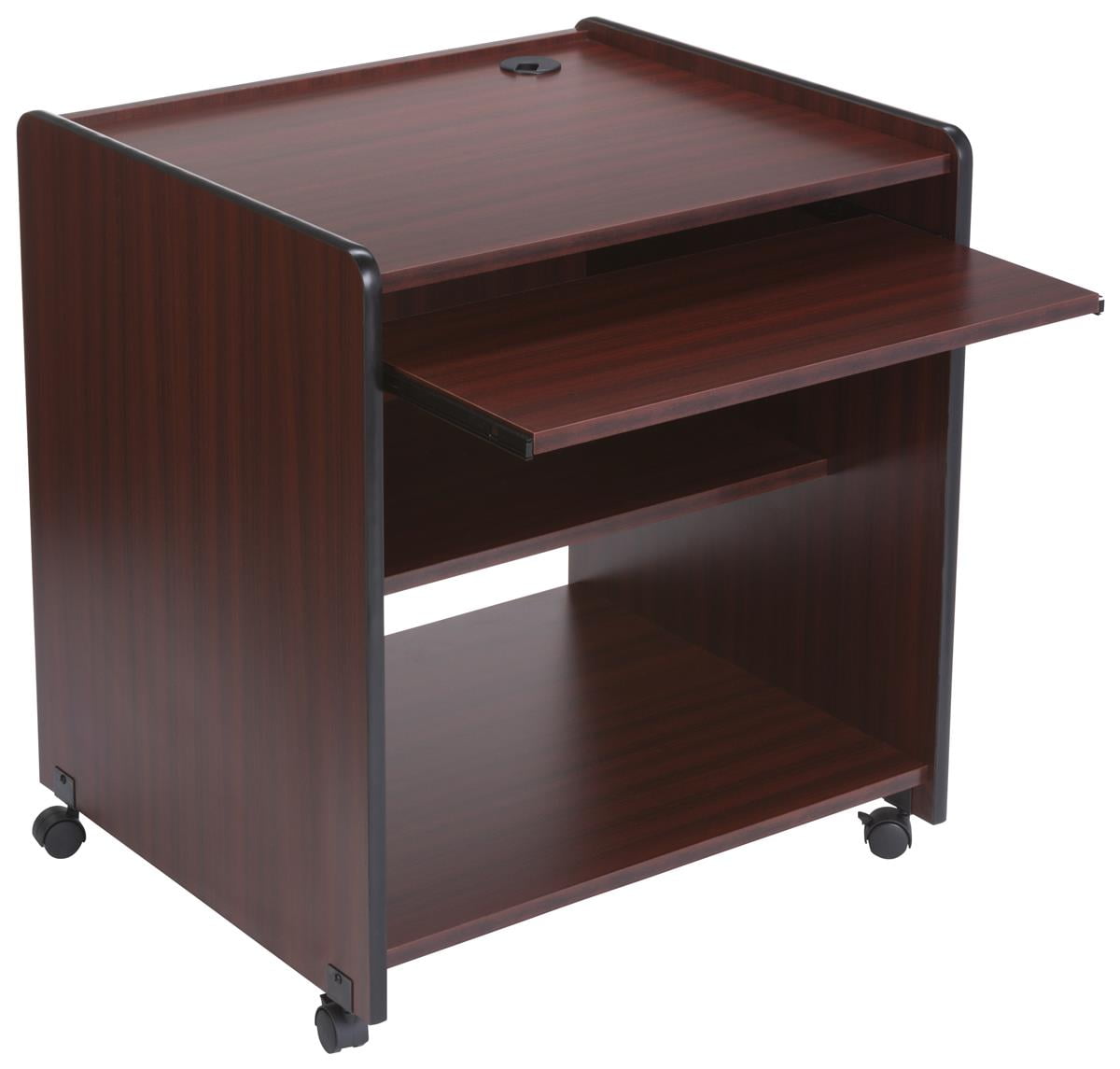 Displays2go Rolling Computer Stand, 4 Casters, Fixed Shelf, Pullout ...