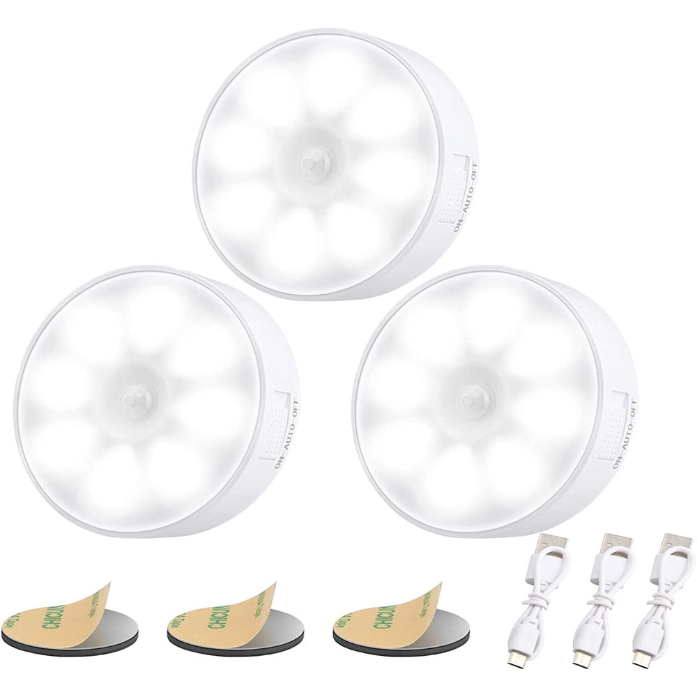 BEMS-luz blanca fría, paquete de 3 luces LED nocturnas automáticas ...