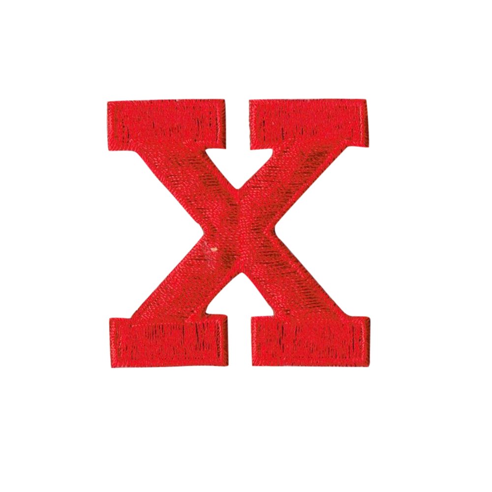Alphabet Letter - X - Color Red - 2" Block Style - Iron On Embroidered ...