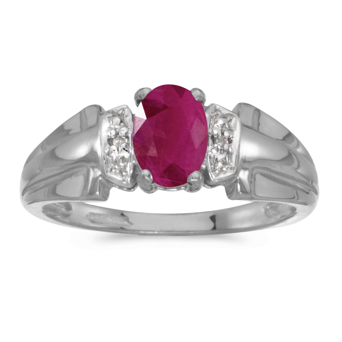 14k White Gold Oval Ruby And Diamond Ring - Walmart.com