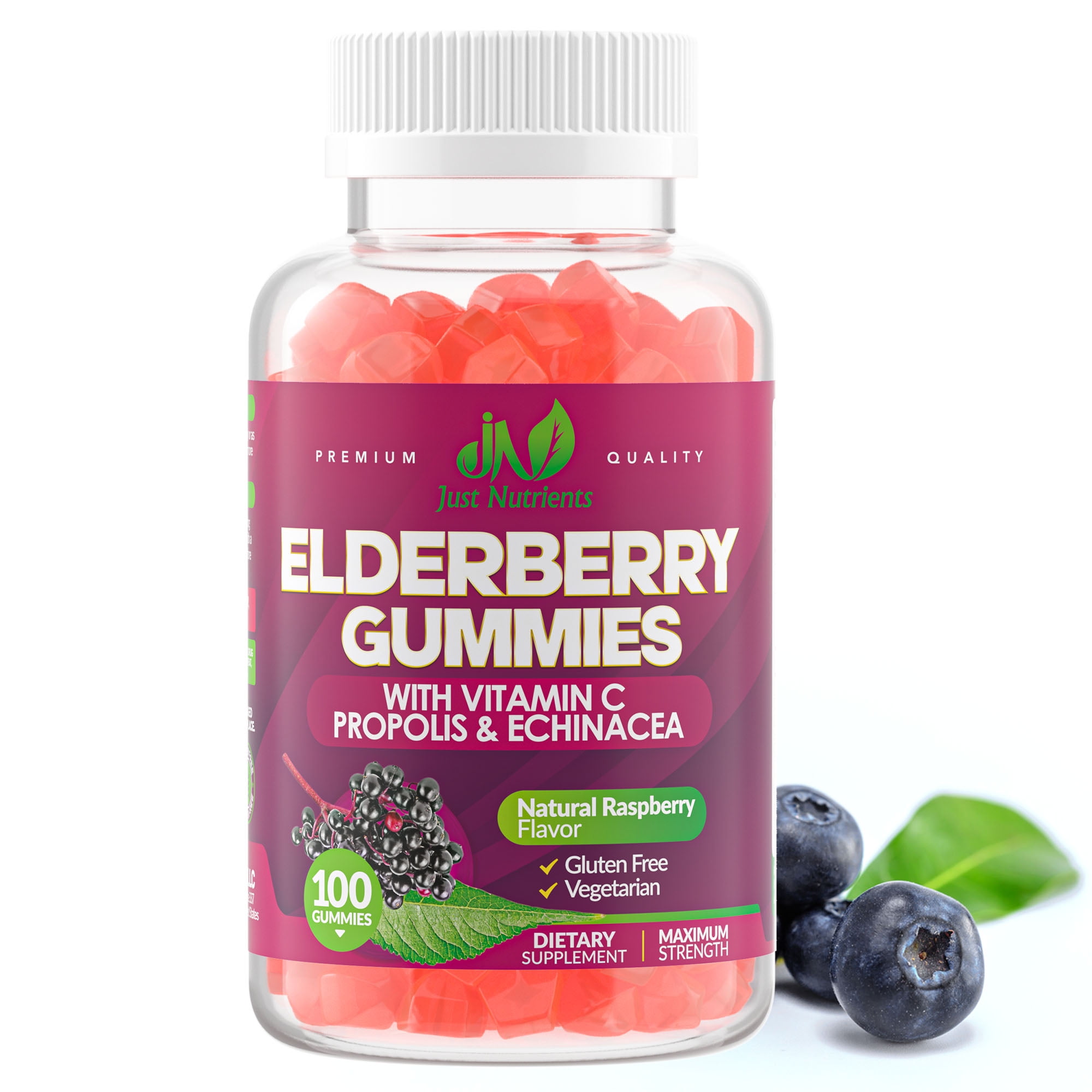 Elderberry Sambucus Gummies with Vitamin C, Echinacea, Propolis for ...