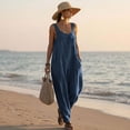 Bloomae Women's Sleeveless V Neck Jumpsuit, Loose Fit Harem Overalls ...
