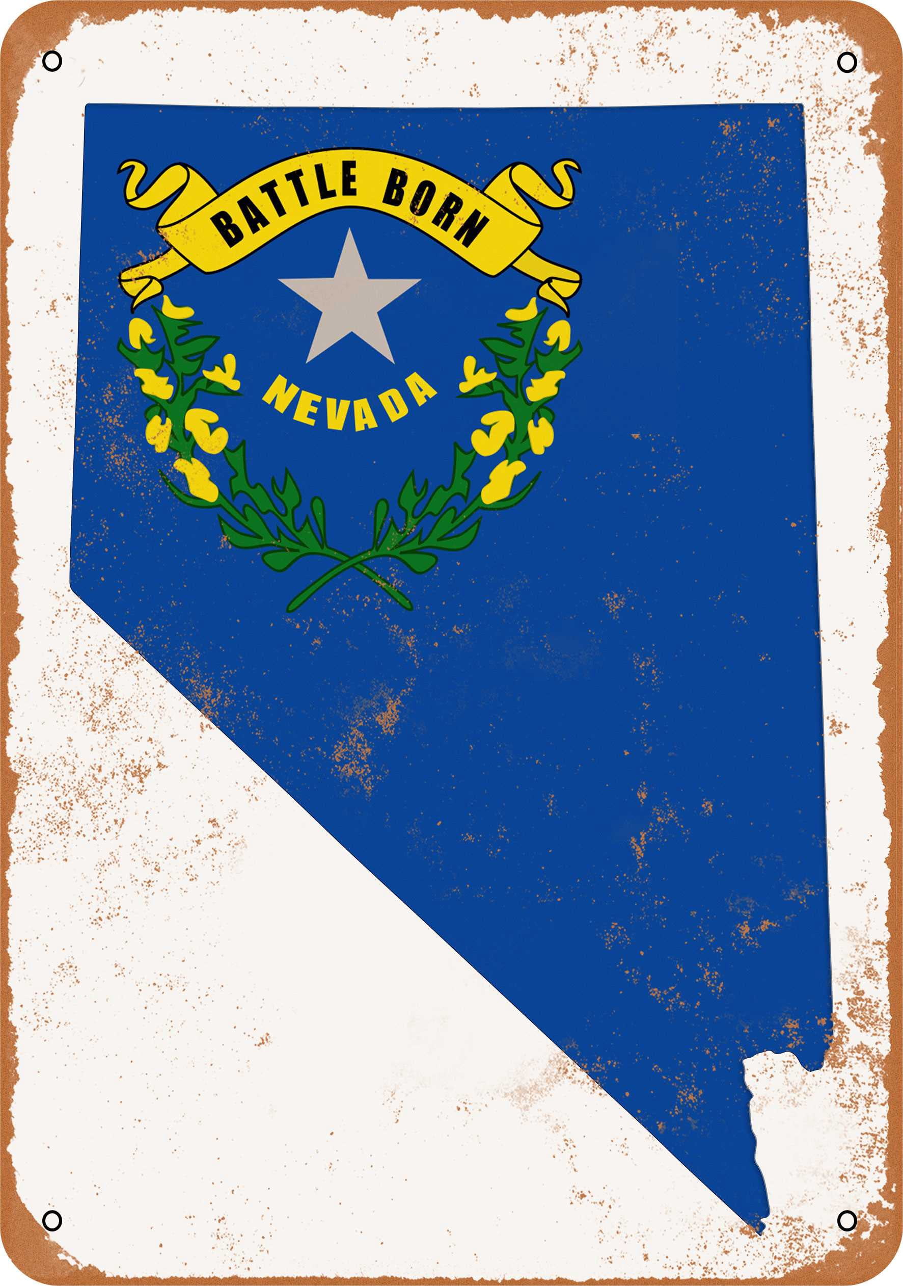 9 x 12 METAL SIGN - Nevada State Flag Design - Vintage Rusty Look ...