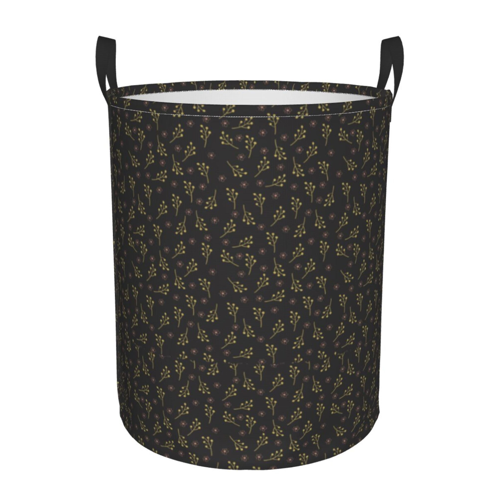 XMXY Round Laundry Basket Organizer, Spring Flowers Green Leaf Texture ...