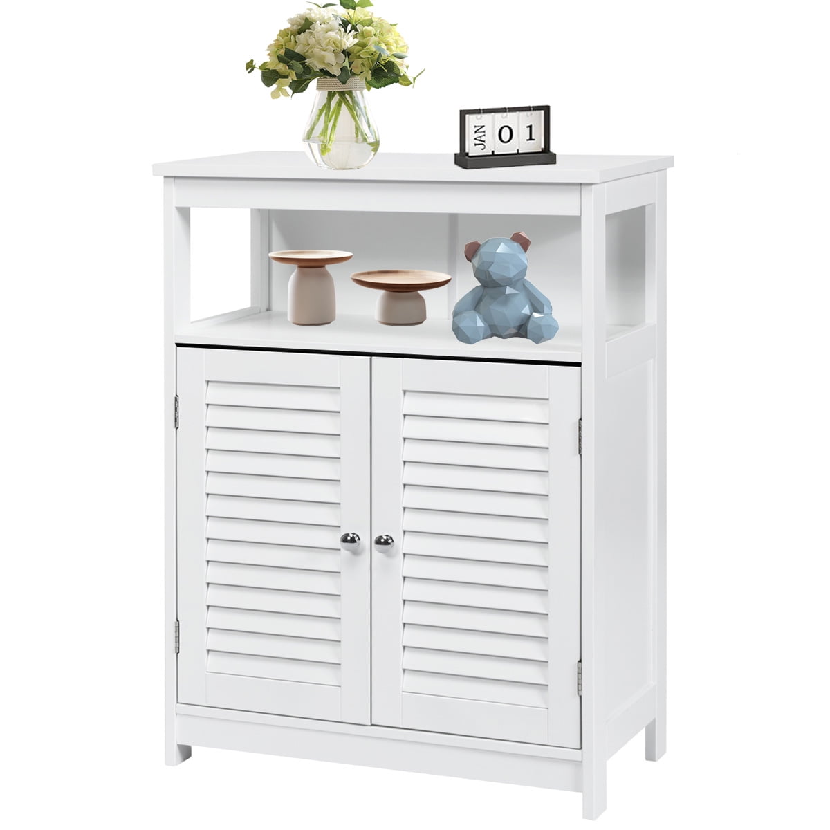 Coelon Bathroom Storage Cabinet, Freestanding Side Organizer Cabinet w ...