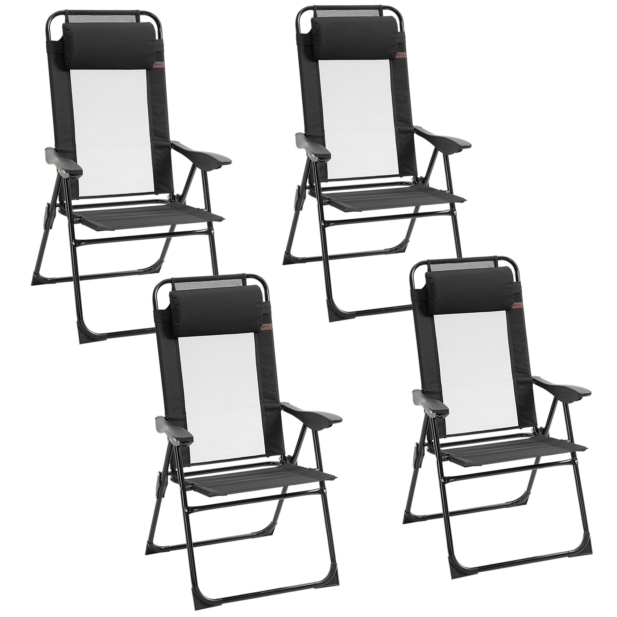 Click here for Outsunny Set Of 4 Portable Folding Recliner  Black... prices