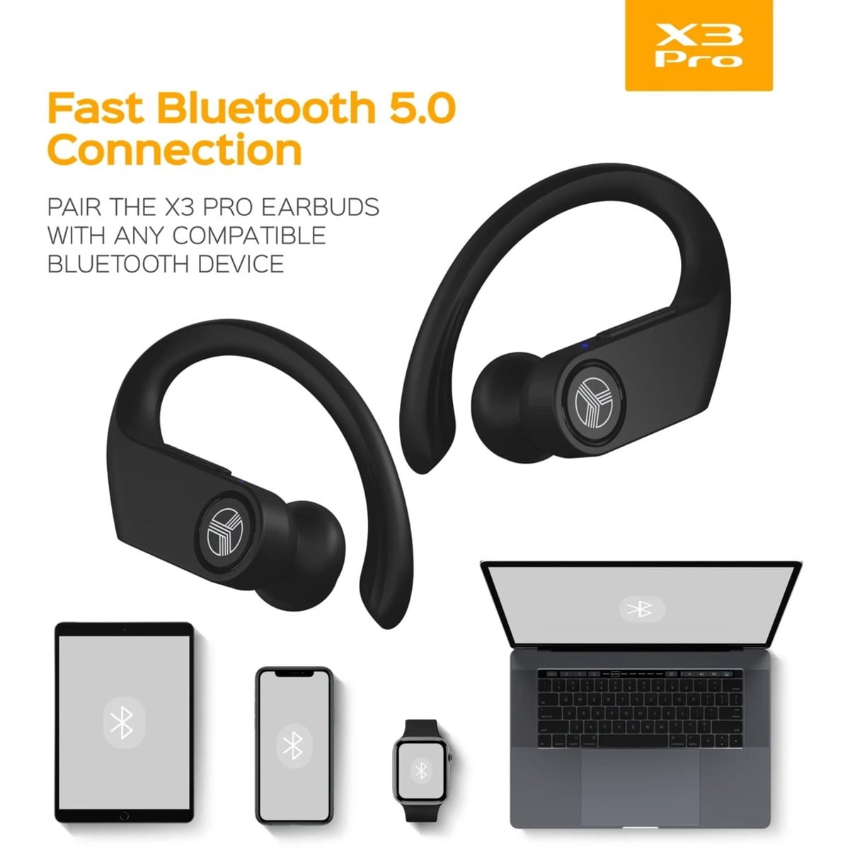 Buy Treblab X3 Pro - True Wireless Earbuds with Earhooks - 45H Battery ...