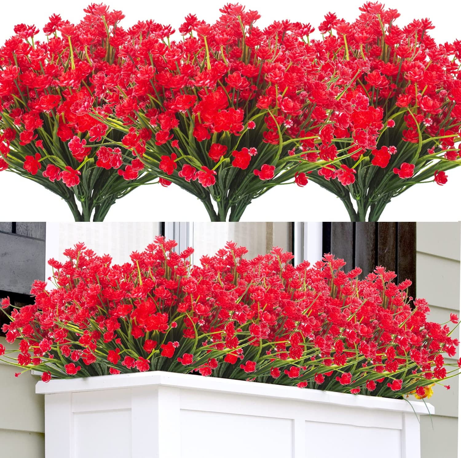 Morttic Artificial Fake Flowers, 12 Bundles Outdoor UV Resistant ...