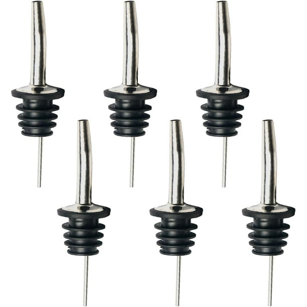 Vertedores de botellas clásicos de acero inoxidable con boquilla cónica y tapas antipolvo de ...