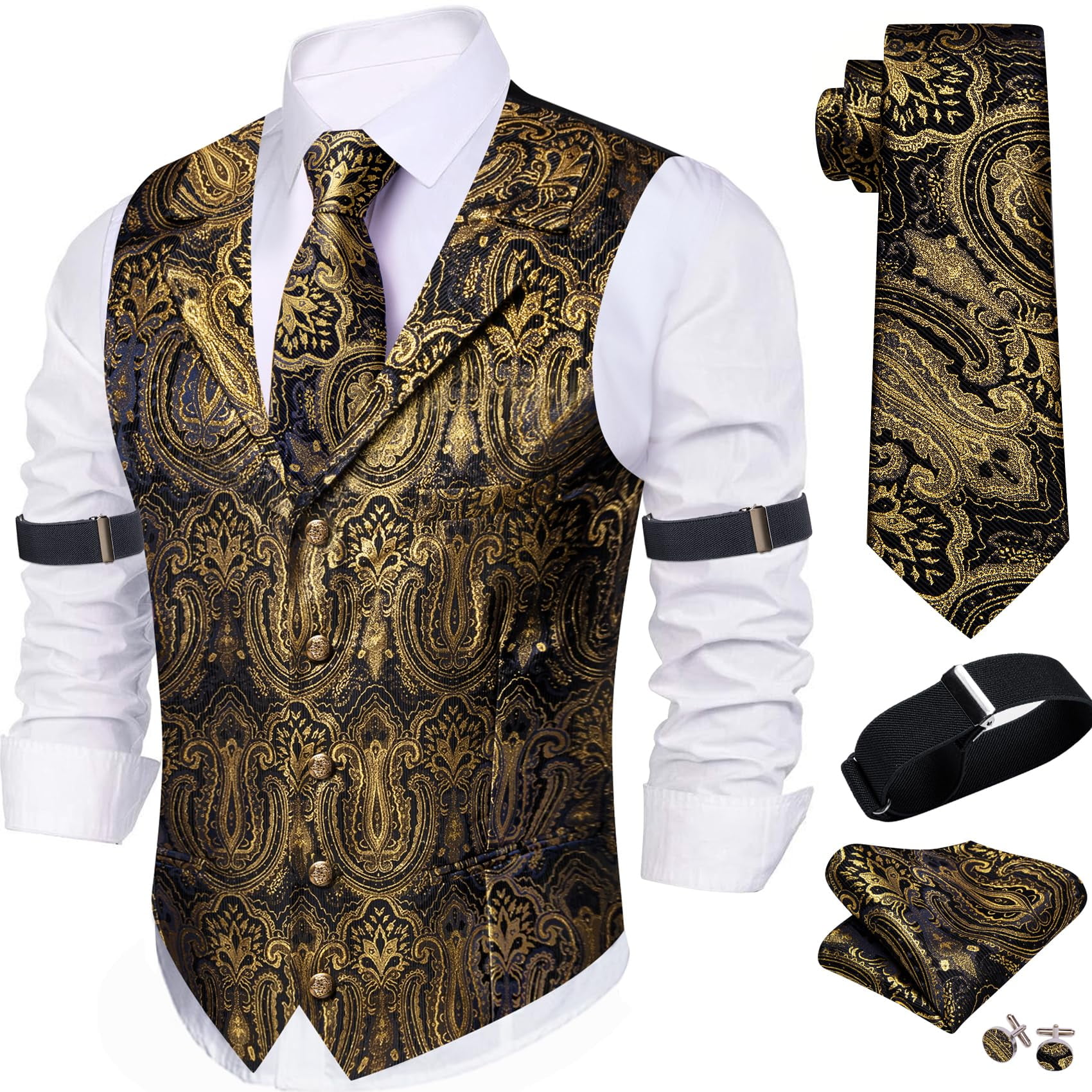 Chaleco Barry.Wang de seda para hombre con solapa, cuello tipo chal y ...