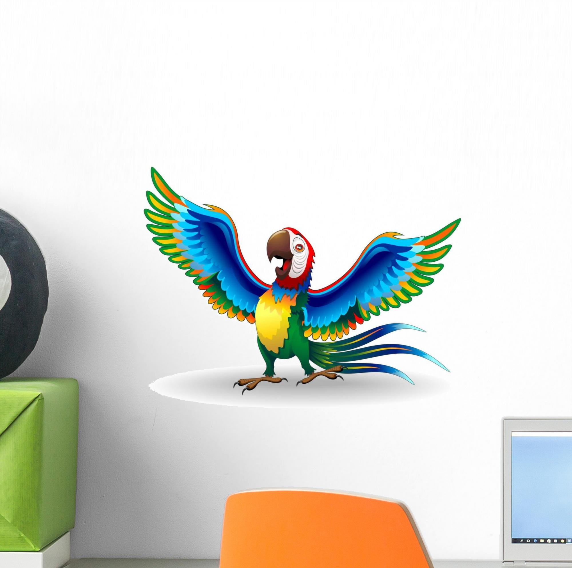 Pappagallo Ara Cartoon-funny Macaw Wall Decal Mural by Wallmonkeys ...