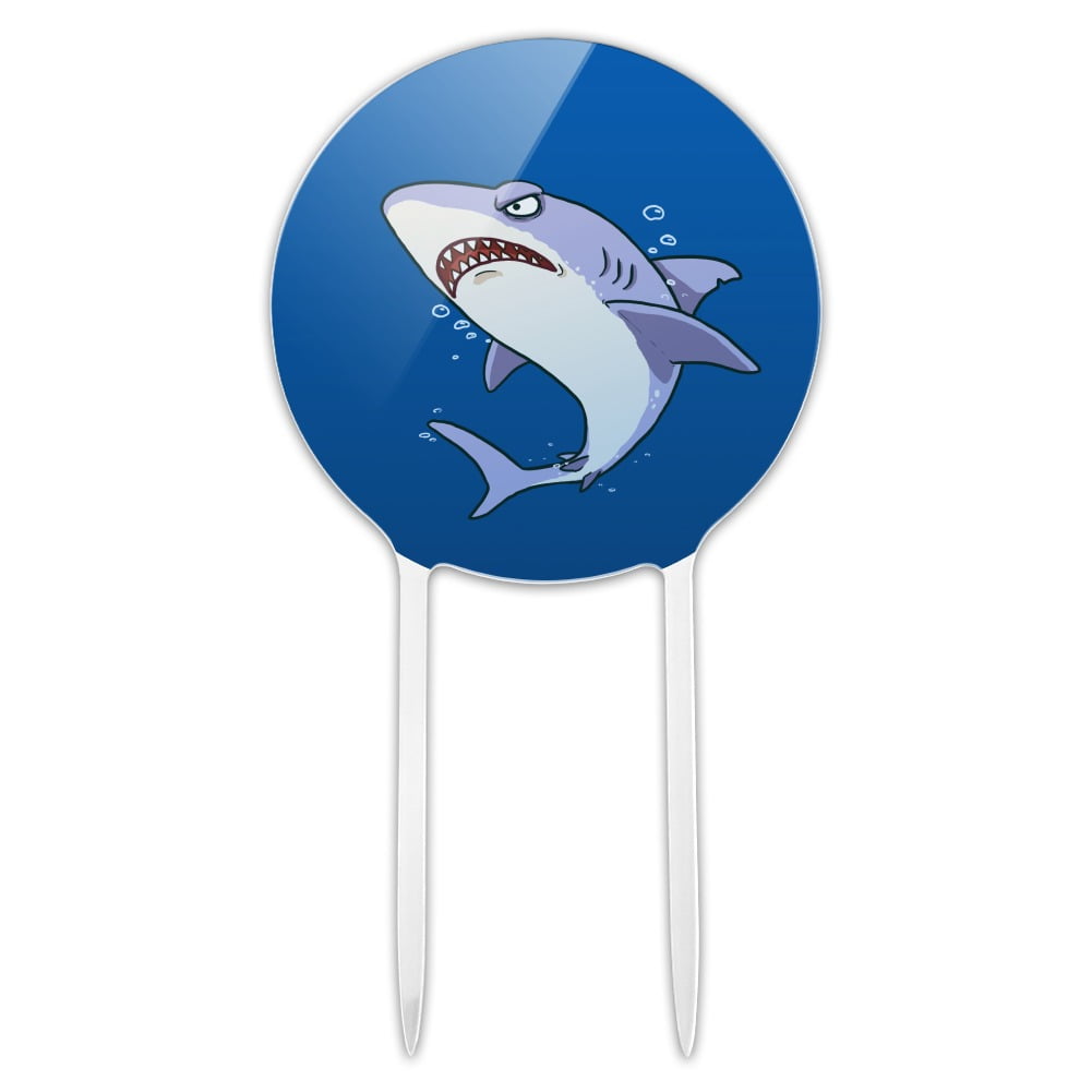 Acrylic Great White Shark Cartoon in Ocean Cake Topper Party Decoration ...