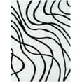 HR Plush Black & White Wave-Patterned Shag Rug, 1-Inch-Thick Soft High ...
