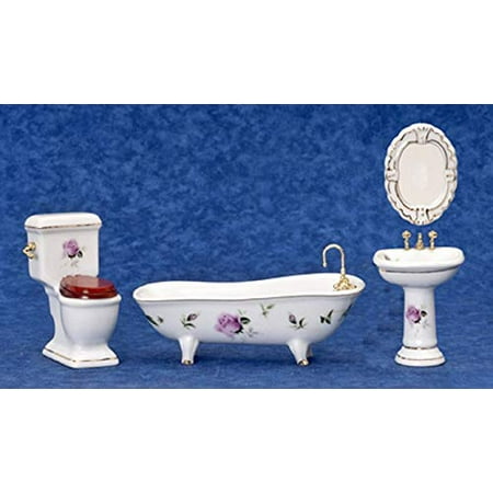 Dollhouse Miniature 1:12 Scale 4 Pc Pink Roses Bath SET #T5362 ...