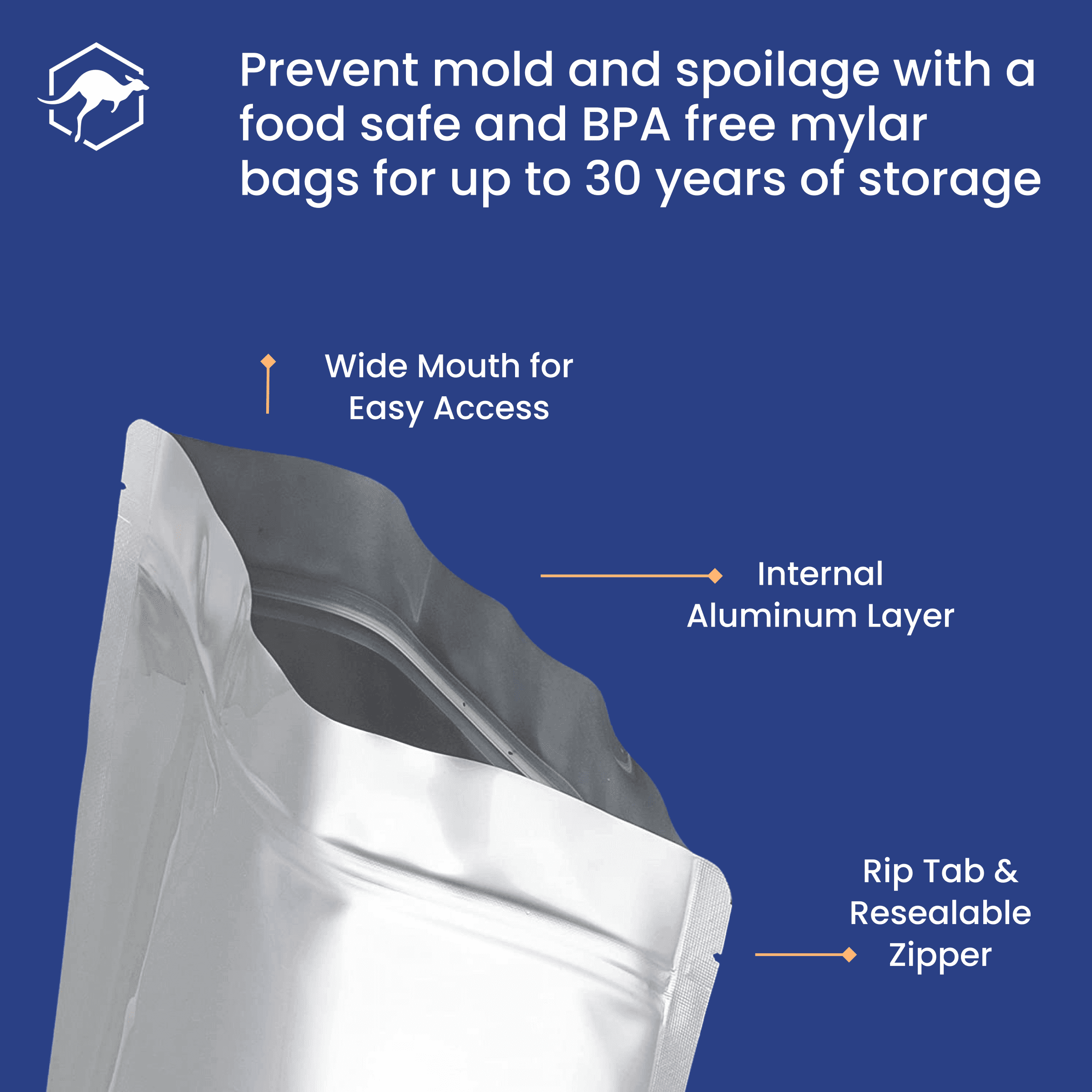 Wallaby MRE Mylar Bag Bundle 30x Mil X Stand-Up Zipper , 40% OFF