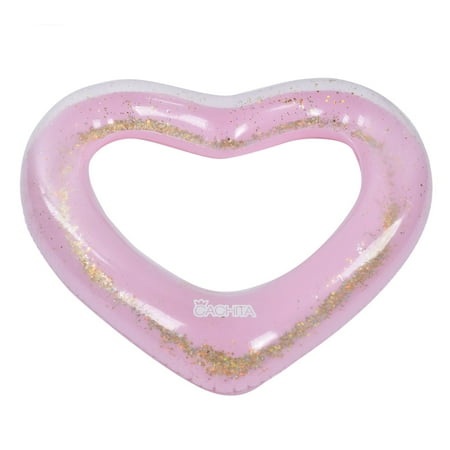 Fyydes Inflatable Pool Float,Heart Swimming Ring,Glitter Swimming Pool ...