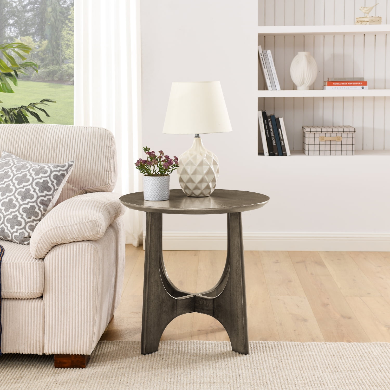 Round End Table, 25" Round Side Table, Round Side Tables Living Room ...