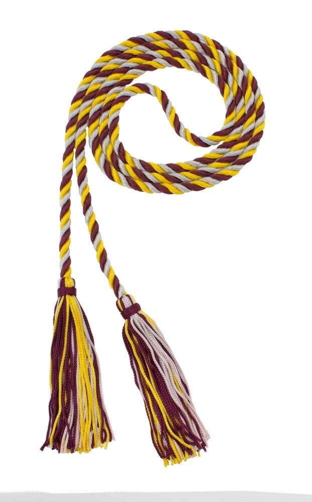 Graduation Honor Cord - MAROON / GOLD / GRAY - Every School Color ...