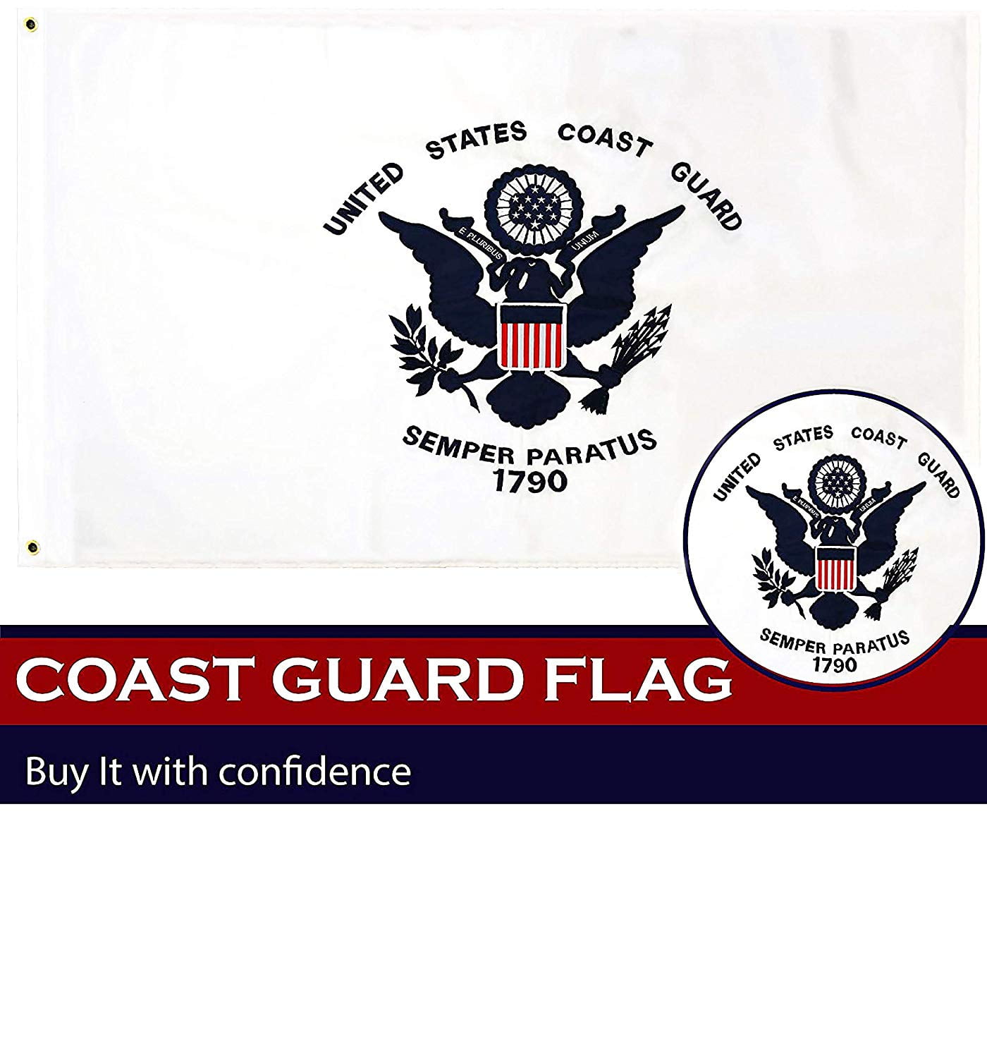 G128 - US Coast Guard Flag Double Sided 210D Embroidered 3x5 ft Flag ...