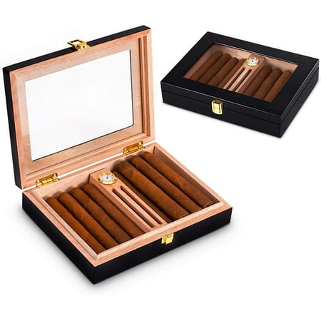 Plannu Cigar Desktop Cigar Storage with Hygrometer and Humidifier ...