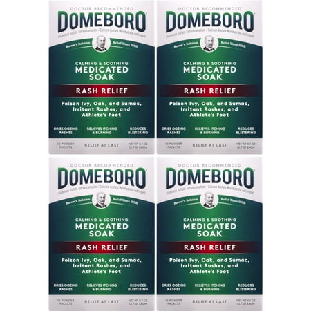 4 Pack - Domeboro Soothing Soak Rash Relief Astringent, one box of 12 ...