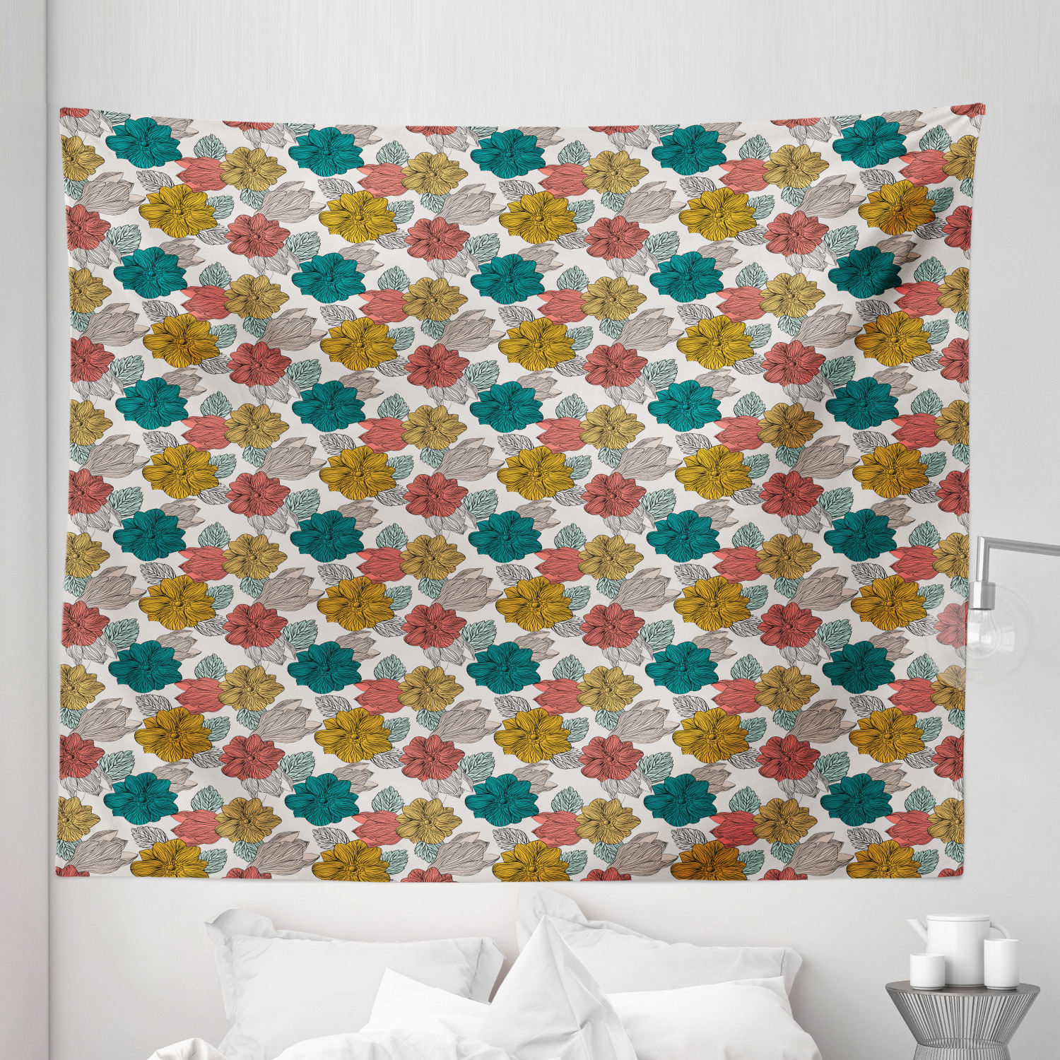 Floral Tapestry, Pastel Flowers Blossom Beauty Petals Essence of Mother ...