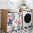 Cabinet Curtains 35"W x 35"L, Blue Red Coastal Sink Skirt for Bathroom ...