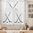 3 Pieces Swag Kitchen Curtains Set, Ice Hockey Valance Swag & Small ...