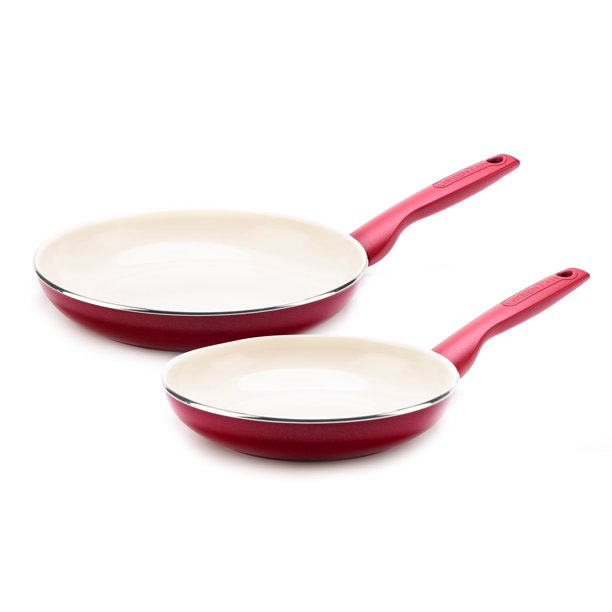 GreenPan Rio Ceramic Nonstick 8" & 10" Frypan Set, Red - Walmart.com ...