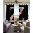 Black Letter Z Flower Blackout Curtains for Bedroom Living Room ...