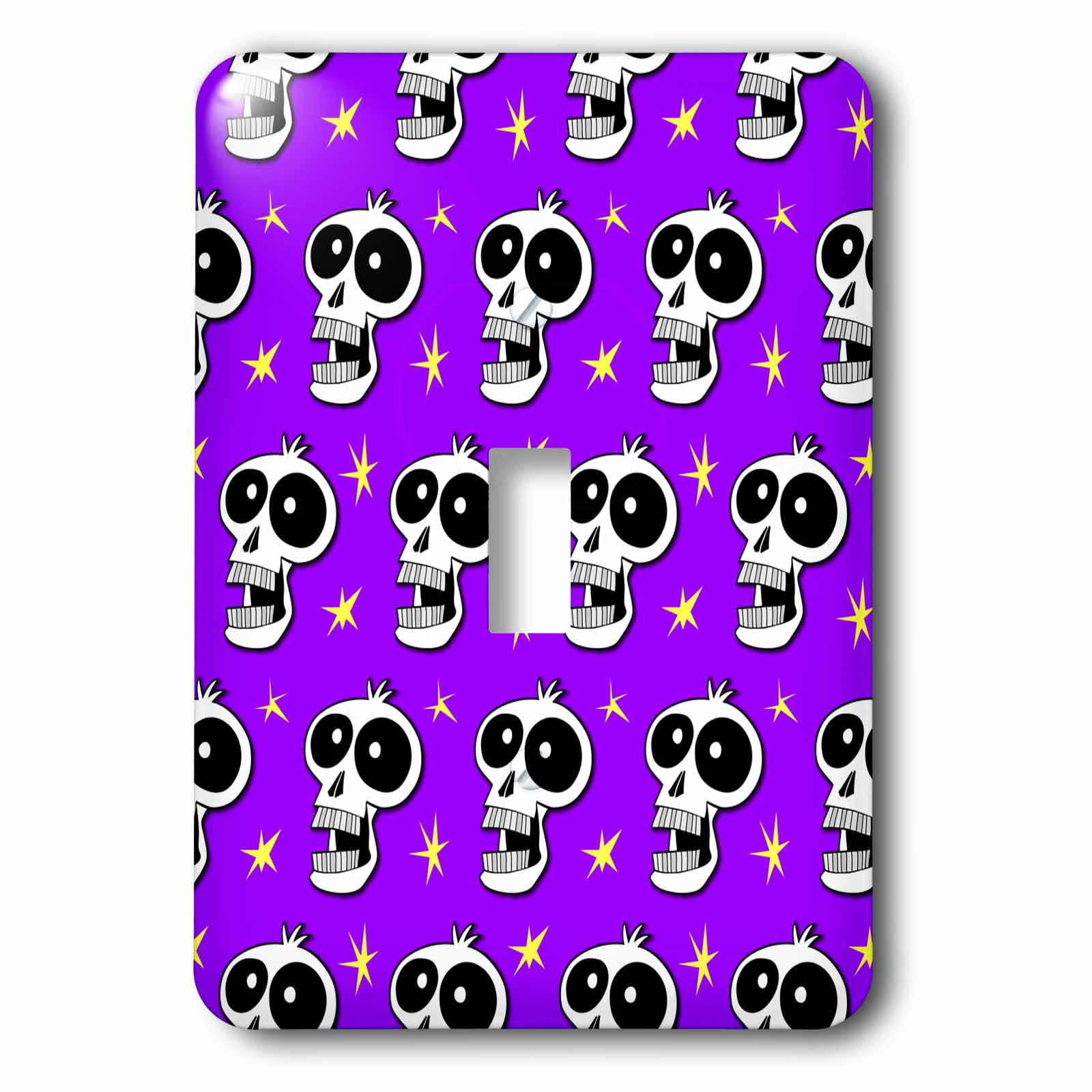 3dRose SKULL PATTERN toon skull 2b on violet - Single Toggle Switch ...