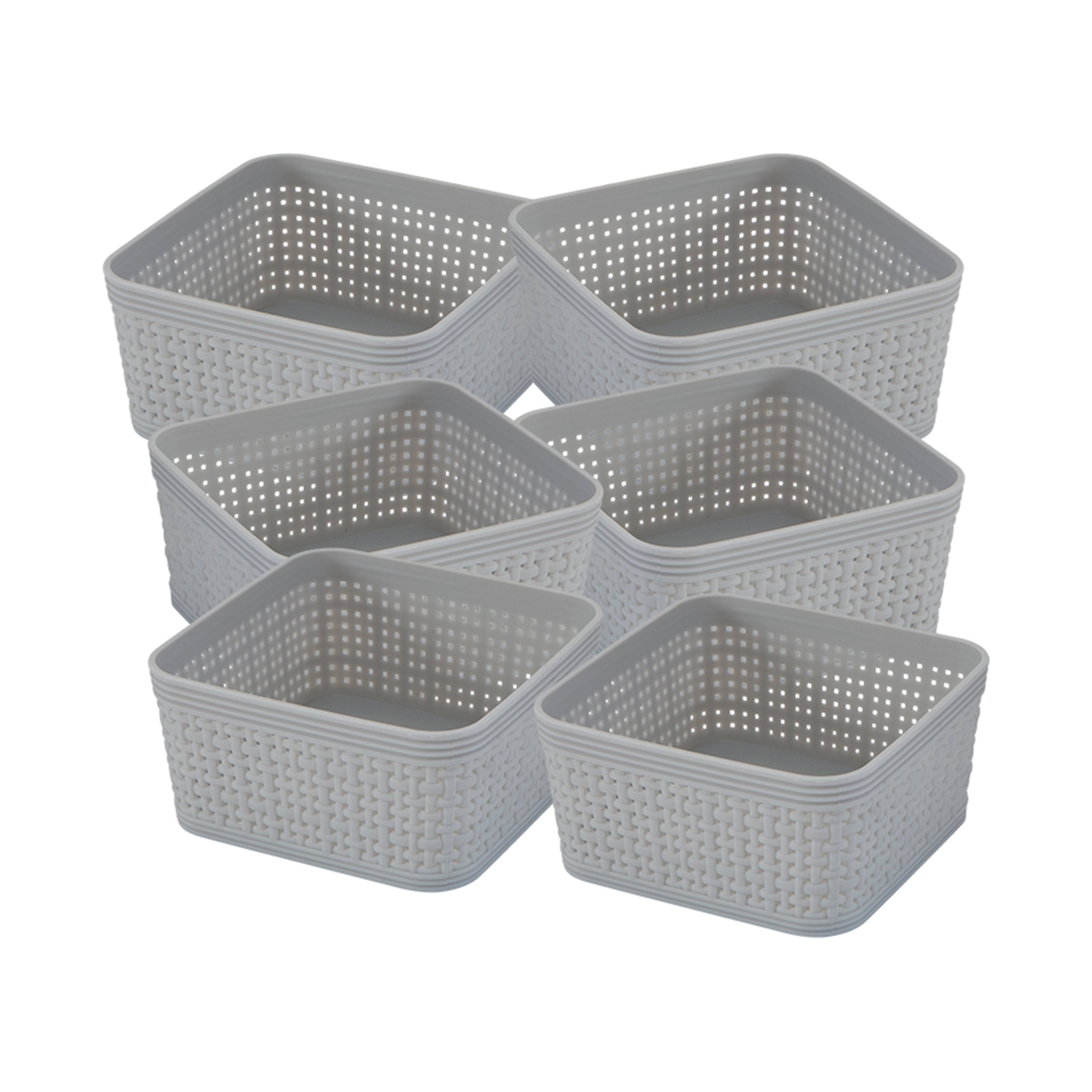 Simplify 6 Pack Plastic Organizing Storage Basket Set, Grey - Walmart.com