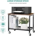 Under Desk Printer Stand Printer Cart with 2 Tier Wood Storage Shelves ...
